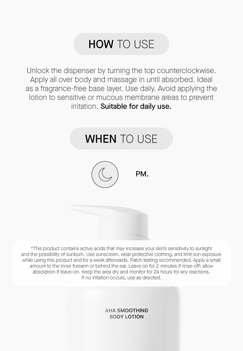 AHA Smoothing Body Lotion | Skin Smoothing Body Lotion | Transparent