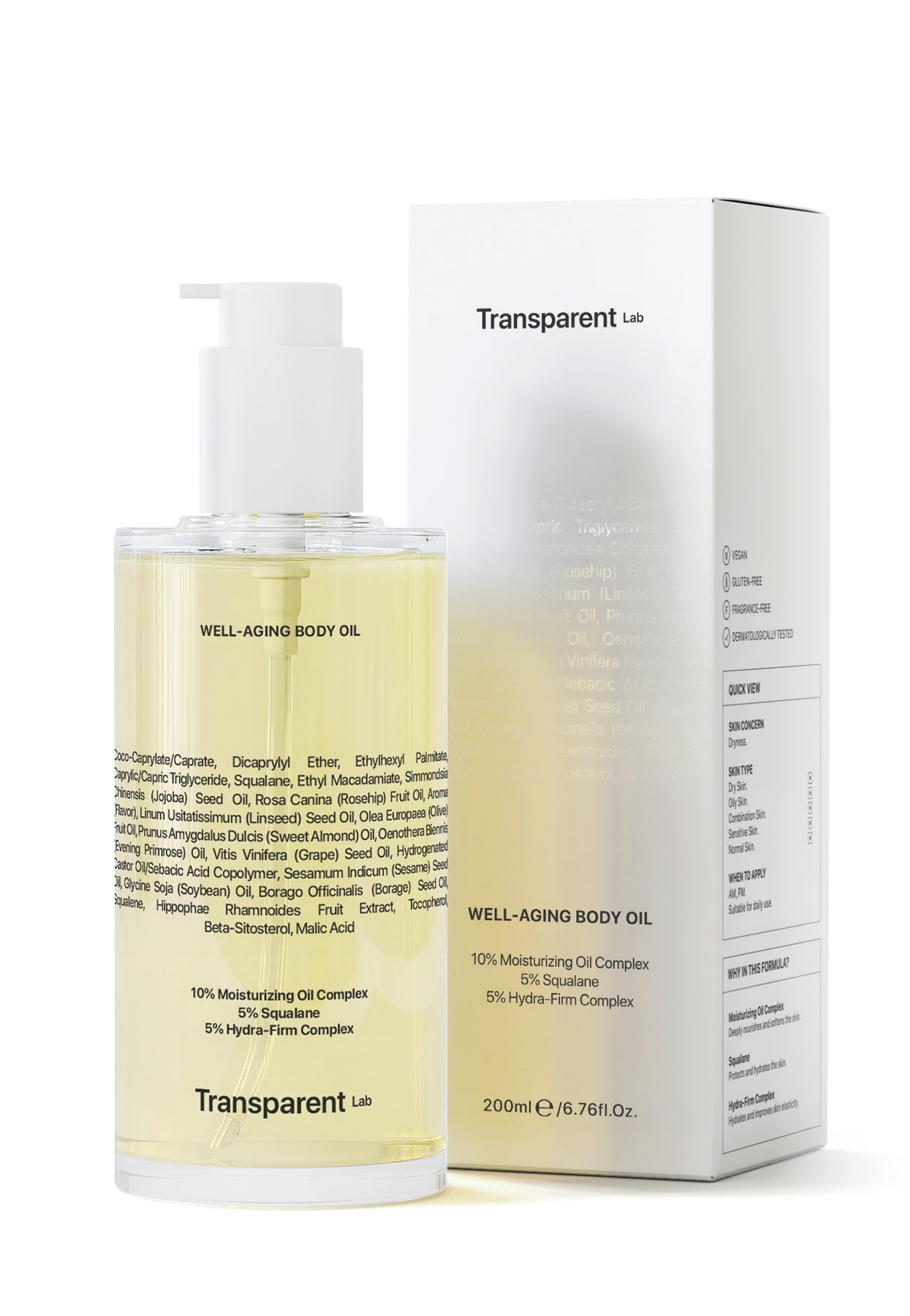 Well-Aging Body Oil | Hydrating and Firming Body Oil | Transparent Lab